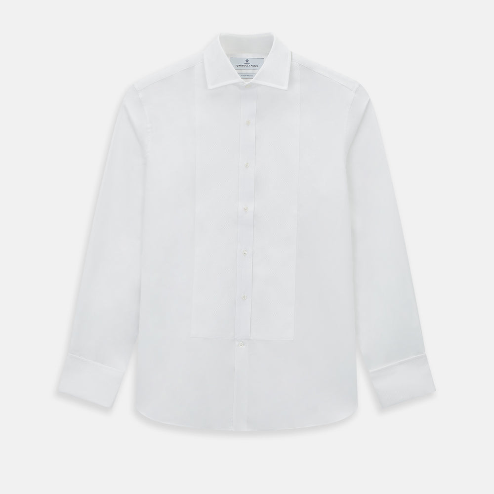 Tailored Fit White Marcella Front Shirt with Kent Collar and Double Cu ...