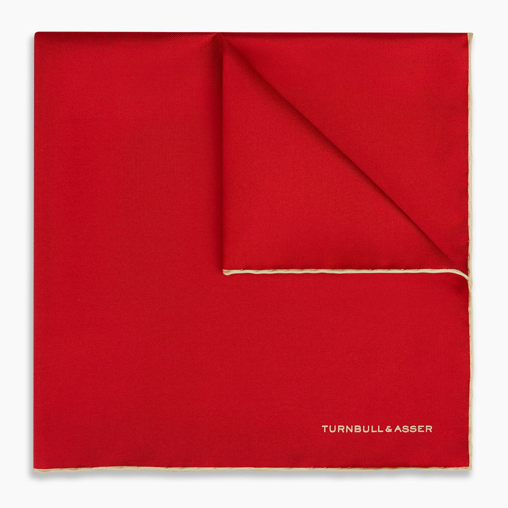 RED AND GOLD PIPED SILK POCKET SQUARE – Turnbull & Asser